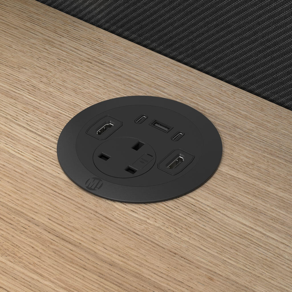 Solo Plus In-desk Power Supply, 1 x Socket + HDMI Ports + USB A&C ...