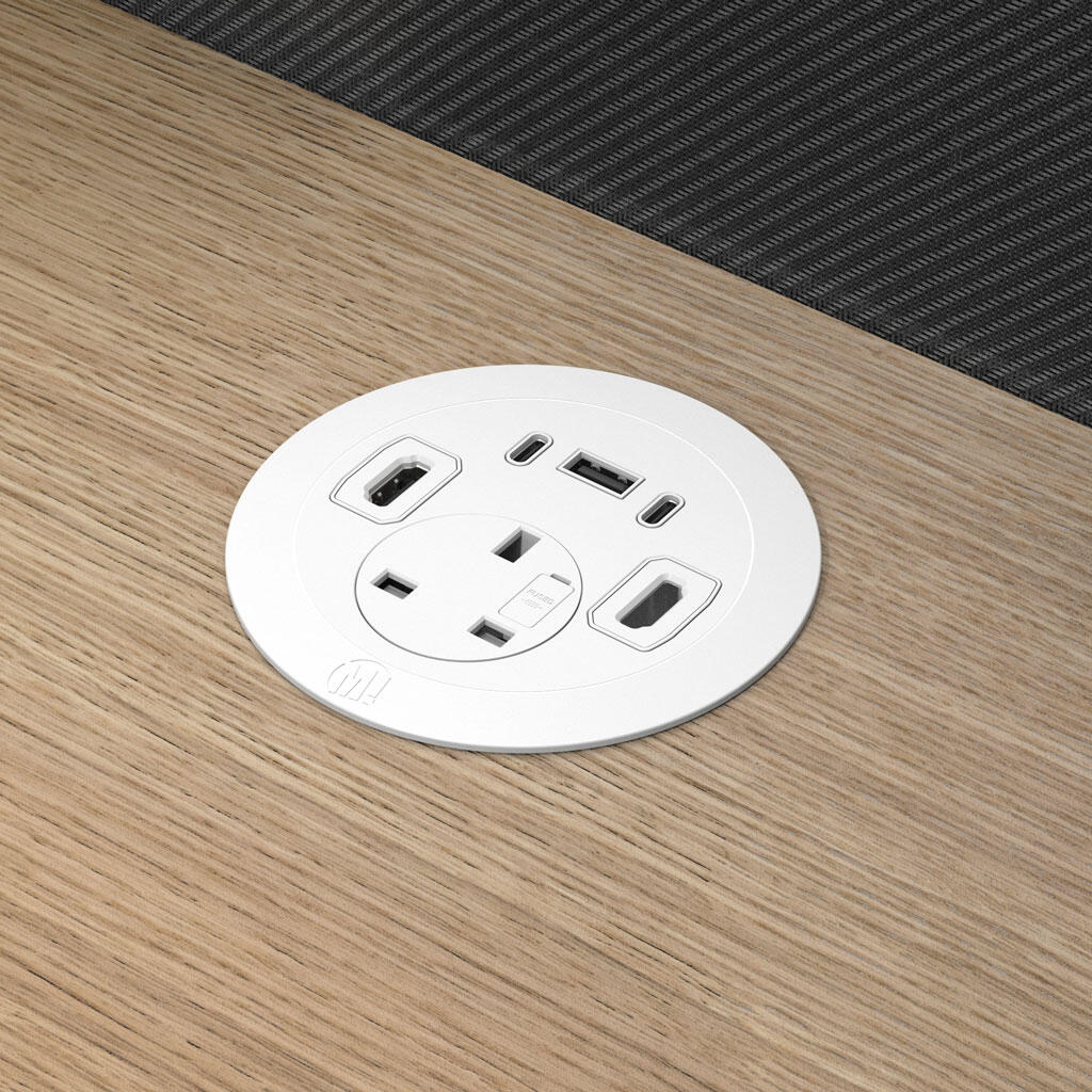 Solo Plus In-desk Power Supply, 1 x Socket + HDMI Ports + USB A&C ...